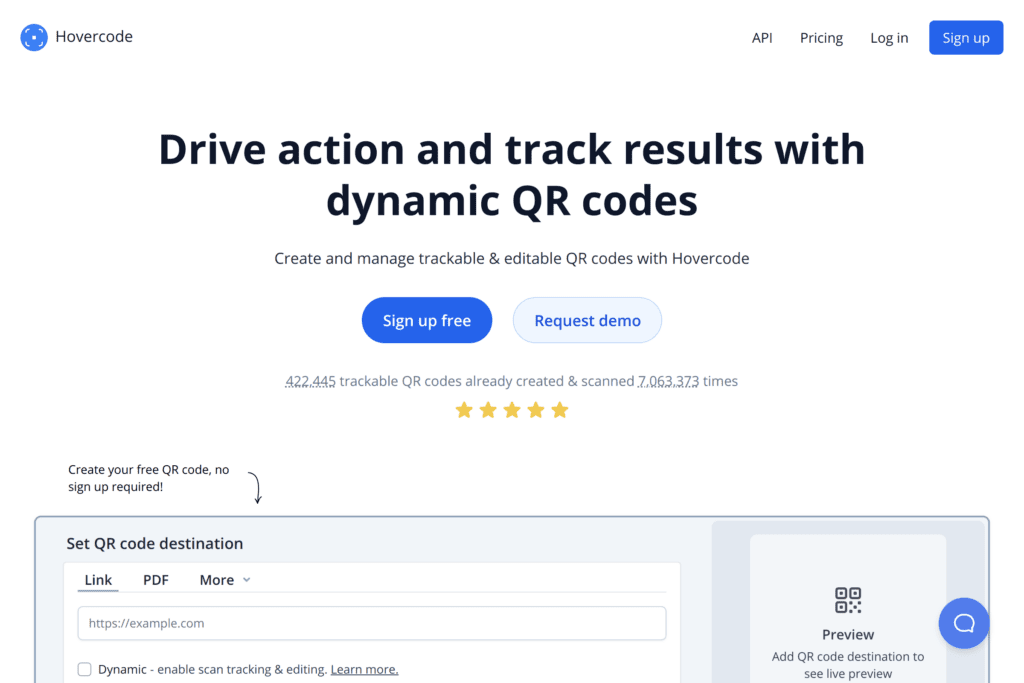 Hovercode - Branded dynamic QR code generator with tracking. | Jim's AI Tools Directory